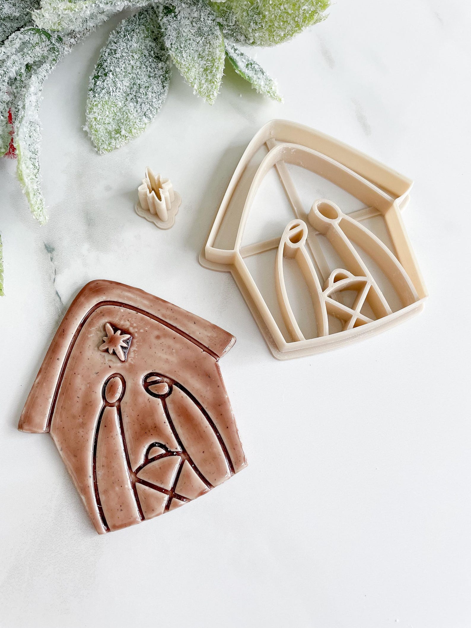 Nativity Clay Cutter Set: Embossed Manger Scene, Star Cutter (food Safe ...