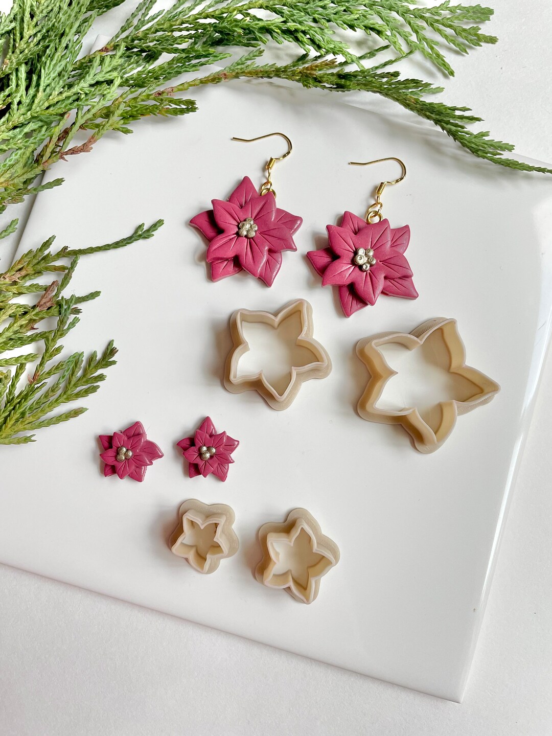 Poinsettia Clay Cutter Set: Sharp Christmas Flower Cutters - Etsy