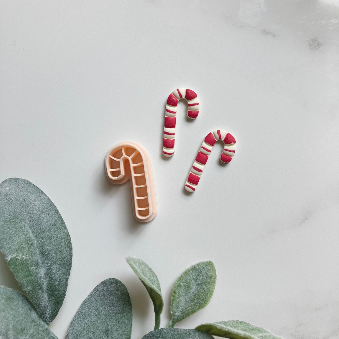 Embossed Candy Cane Clay Cutter - Christmas - Holiday - Clay Earring ...