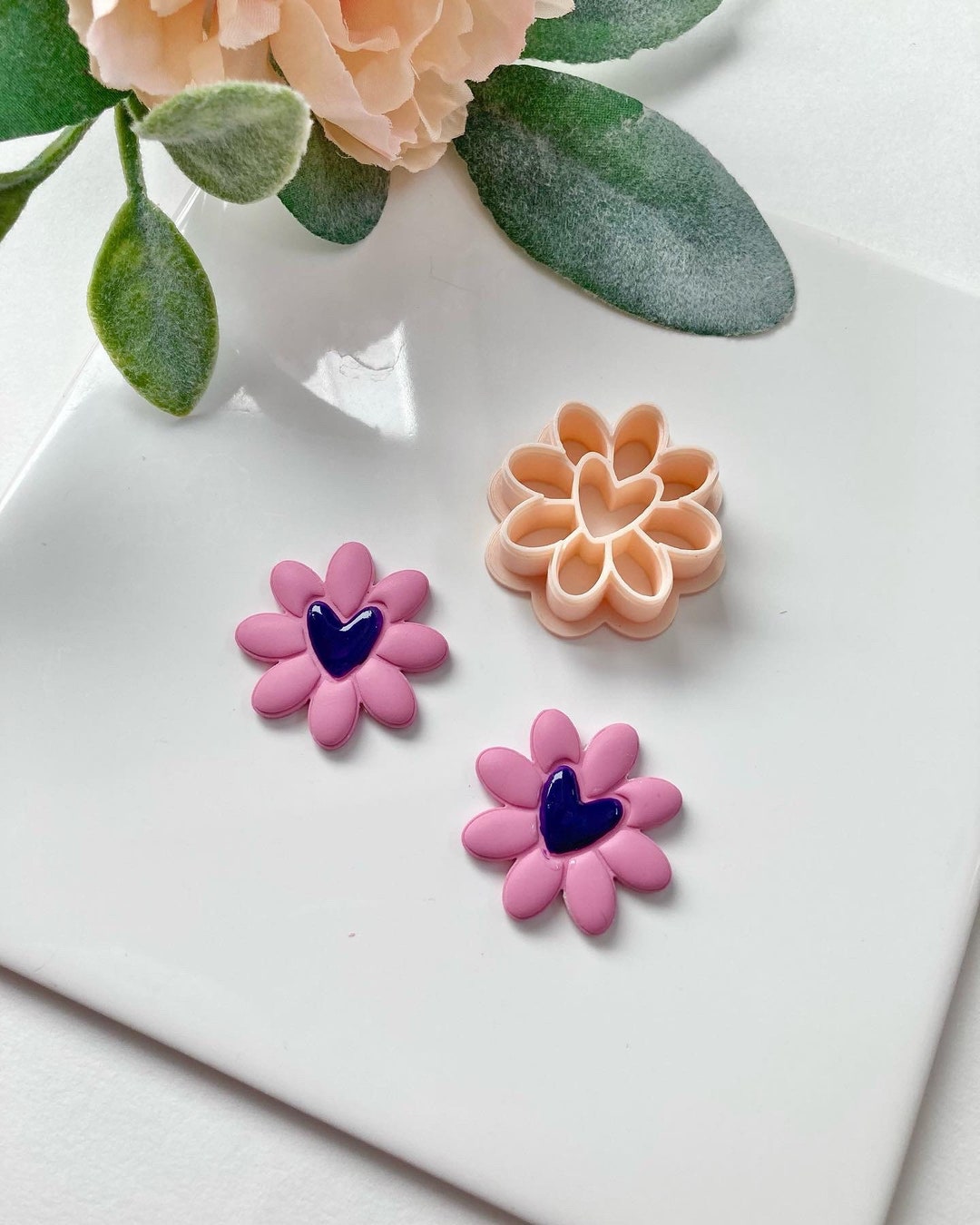 Embossed Heart Daisy Clay Cutter: Polymer Clay Earring Making - Etsy