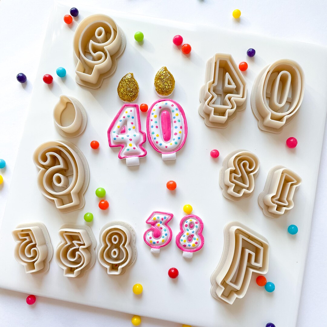 Number Birthday Candle Clay Cutters: Polymer Clay & Cookie Tools - Etsy