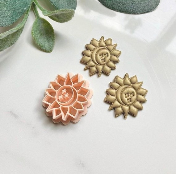 Moon Flower Embossed Clay Cutter Inverted Design Polymer - Etsy