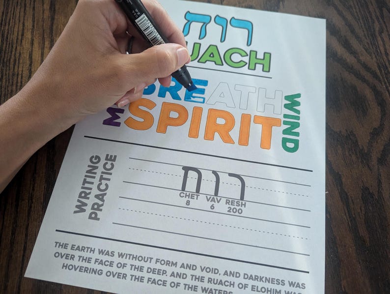 Hebrew Word Study Printable Coloring Worksheets - Ruach and Shalom - Etsy