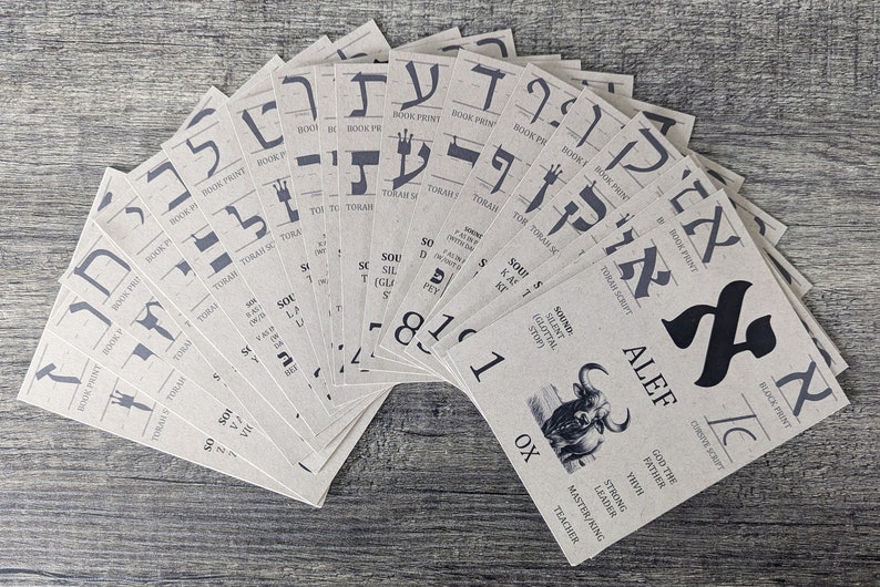 Hebrew Alphabet Flashcards - Etsy