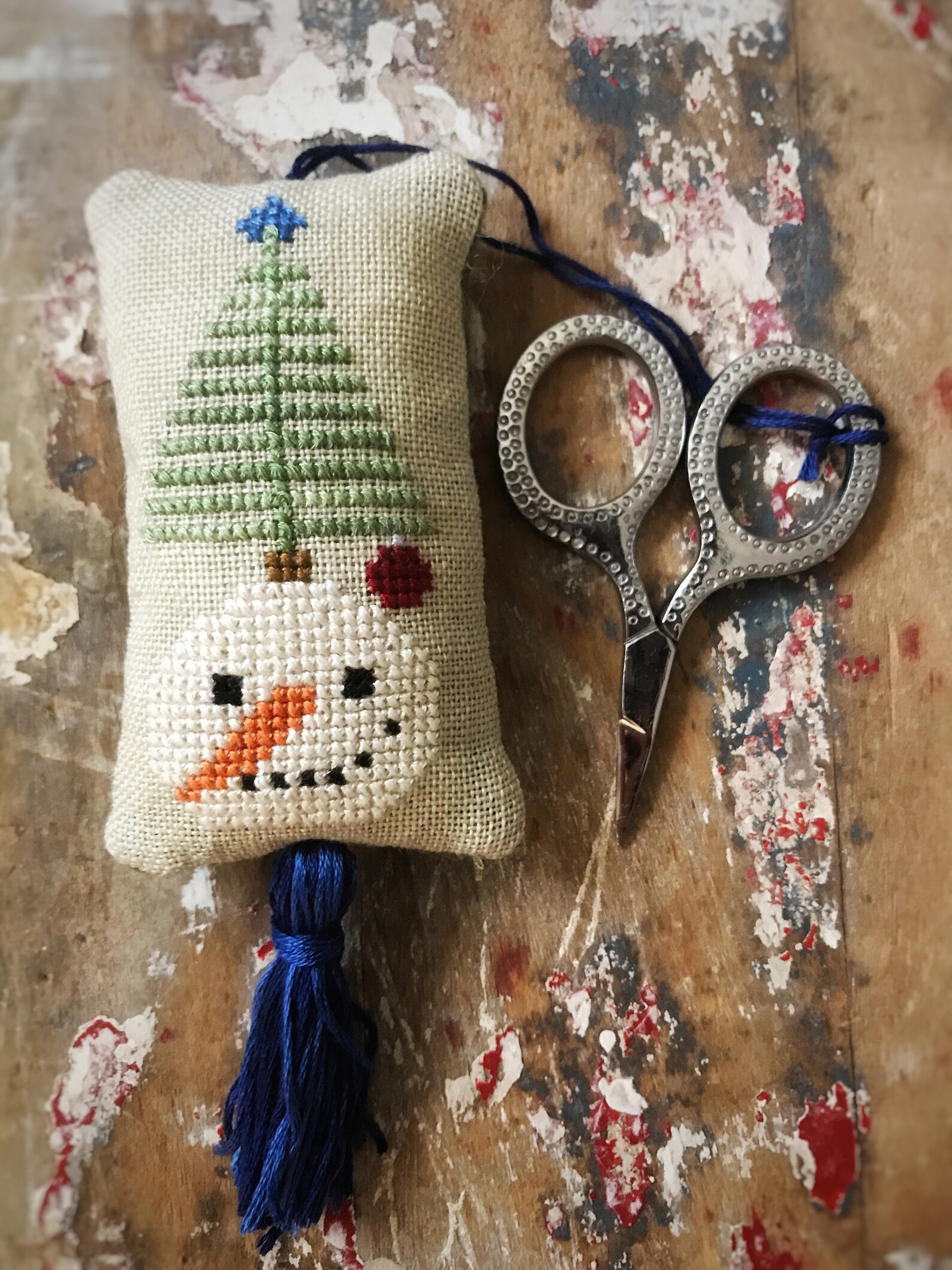 Snowman Scissor Fob Cross Stitch Chart PDF - Etsy