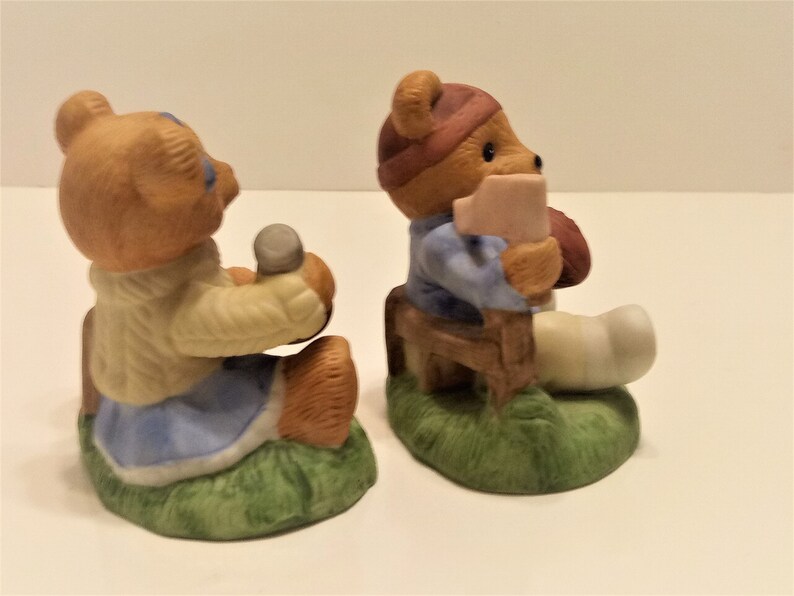Home Interiors Game-day Bears Figurines Set of 2 Cheerleader - Etsy