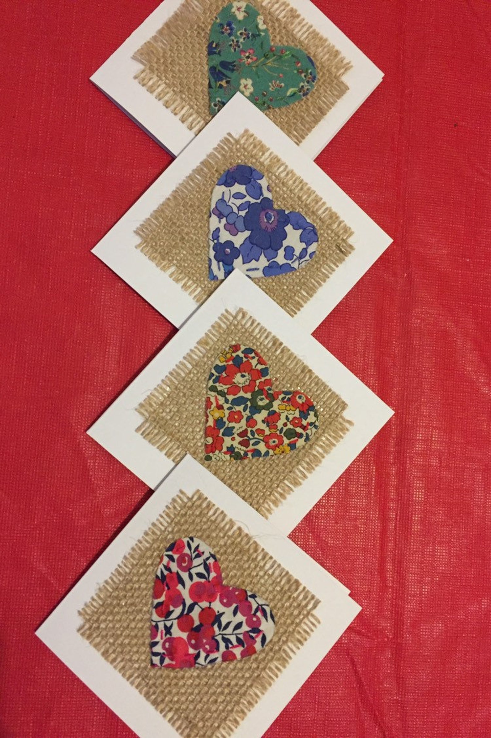 Liberty and Hessian Mini Thank-you Cards Set of Four - Etsy