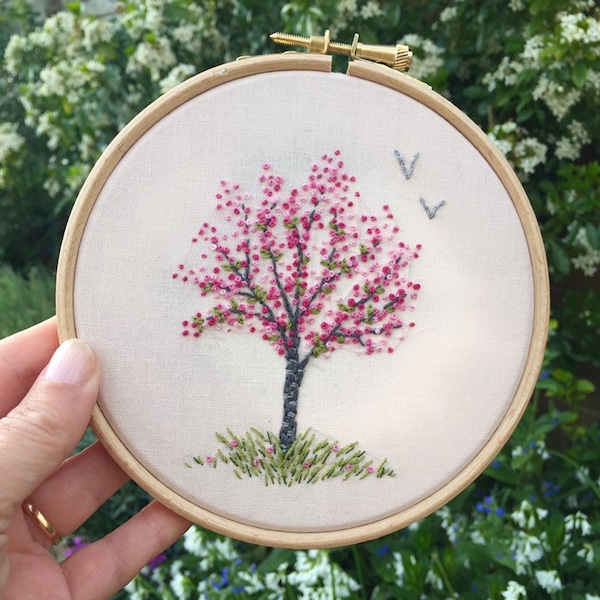 Cherry Blossom Embroidery - Etsy UK