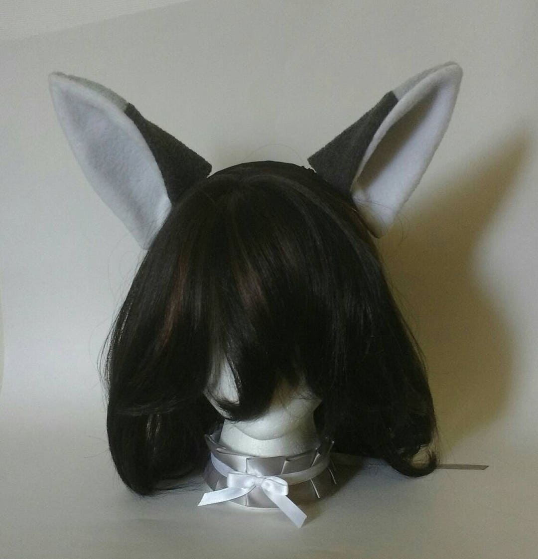 Tipped Fleece Wolf Ears and Matching Collar Set, Cosplay Ears, Fuzzy ...