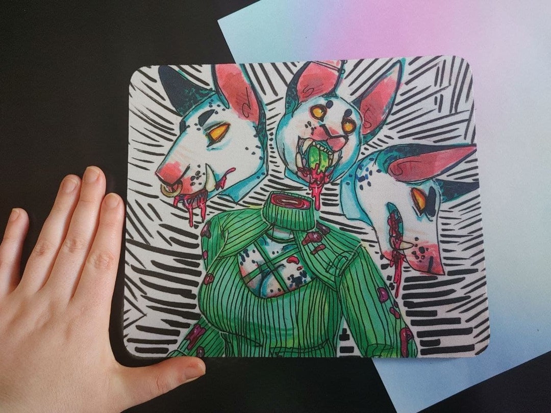 Cerberus / Mouse Pad / Desk Mat Rectangle Decor Anthro Furry - Etsy