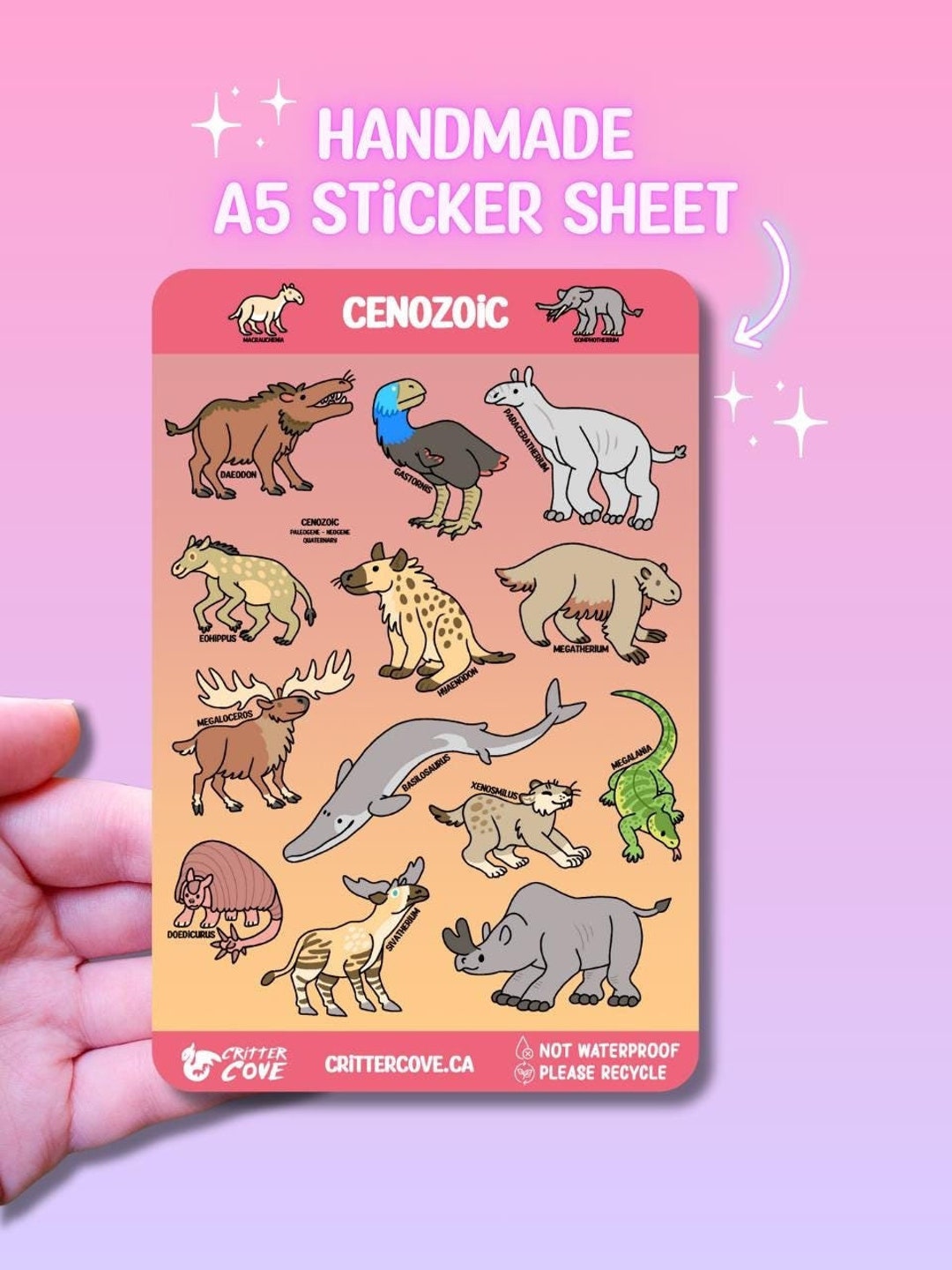 Cenozoic / Sticker Sheet A5 / Paleontology Dinosaur Extinct Species ...