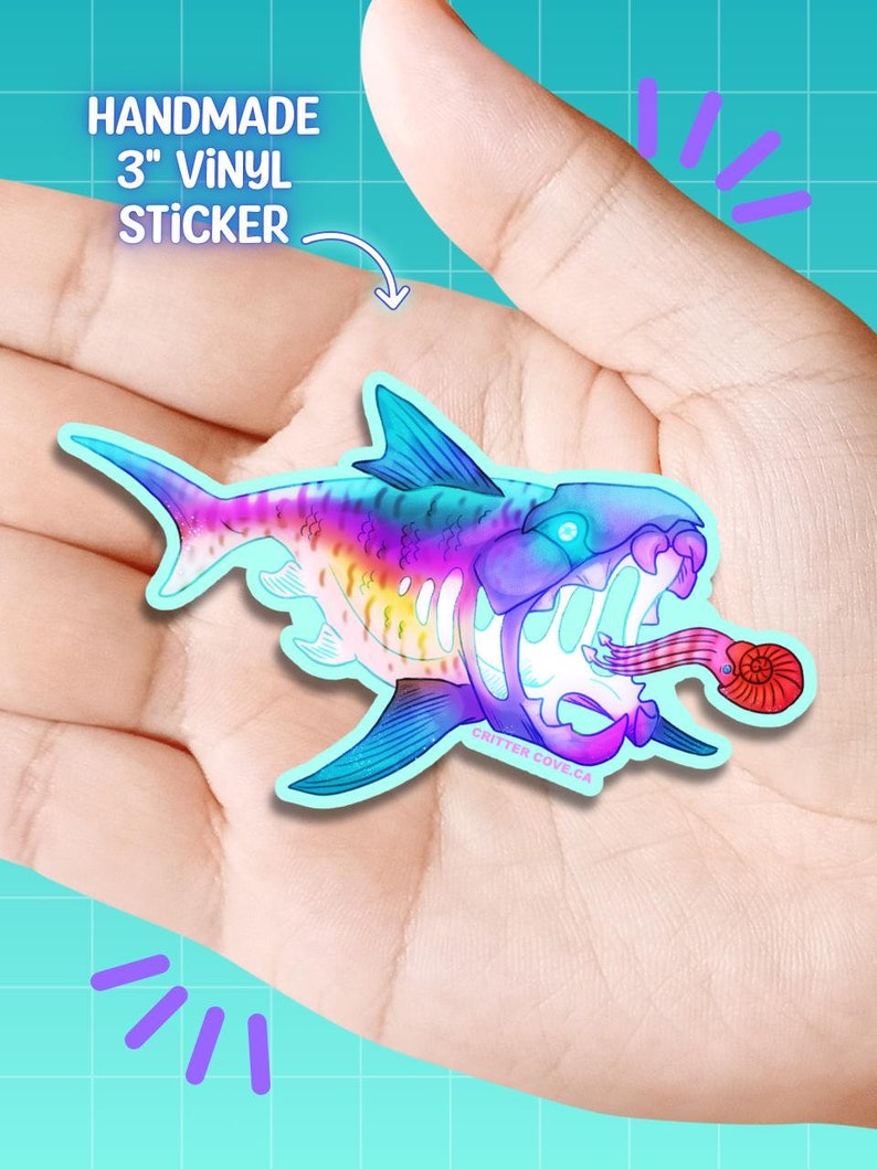 Dunkleosteus / Handmade Vinyl Sticker / Ammonite Dinosaur Paleo Decal ...