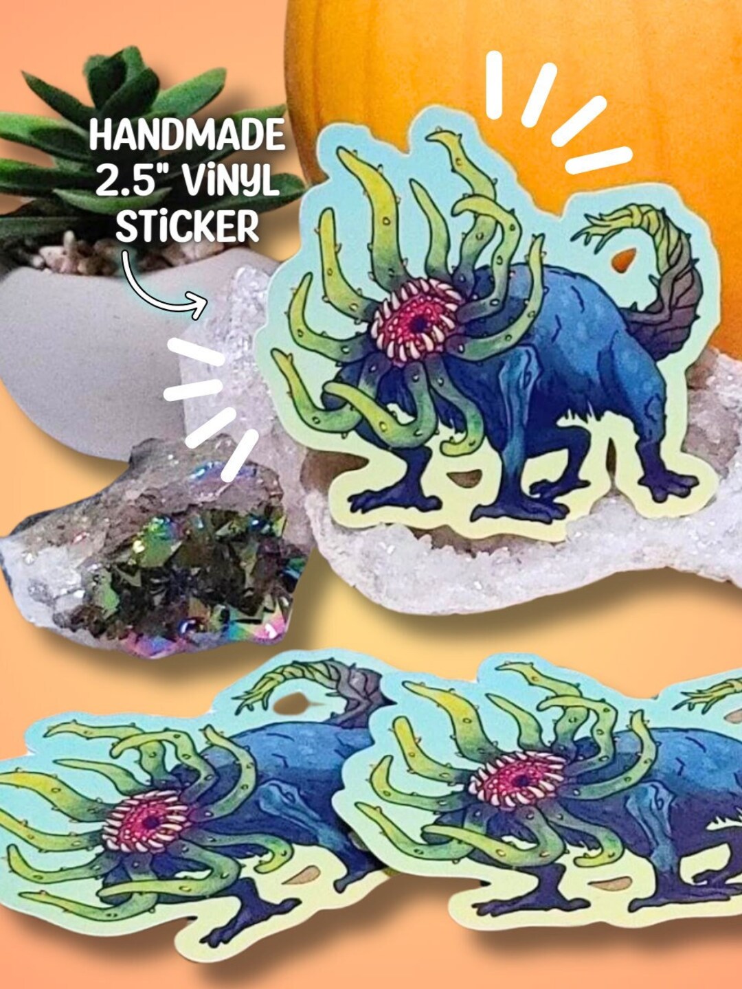 Vine Monster / Handmade Vinyl Sticker / Fantasy Horror Plant Creature ...