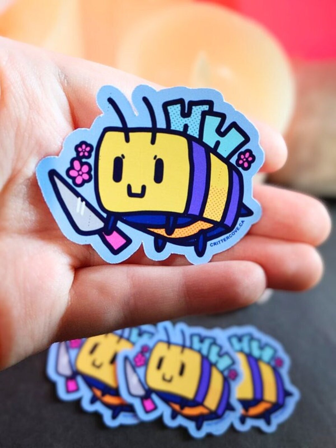 Killer Bee / Handmade Vinyl Sticker / Cute Funny Cherry Blossom ...