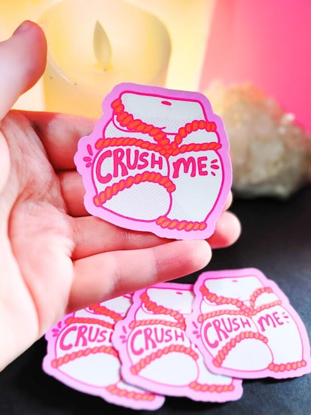 Crush Me / Handmade Vinyl Sticker / Thicc Thighs Body Positivity Rope ...