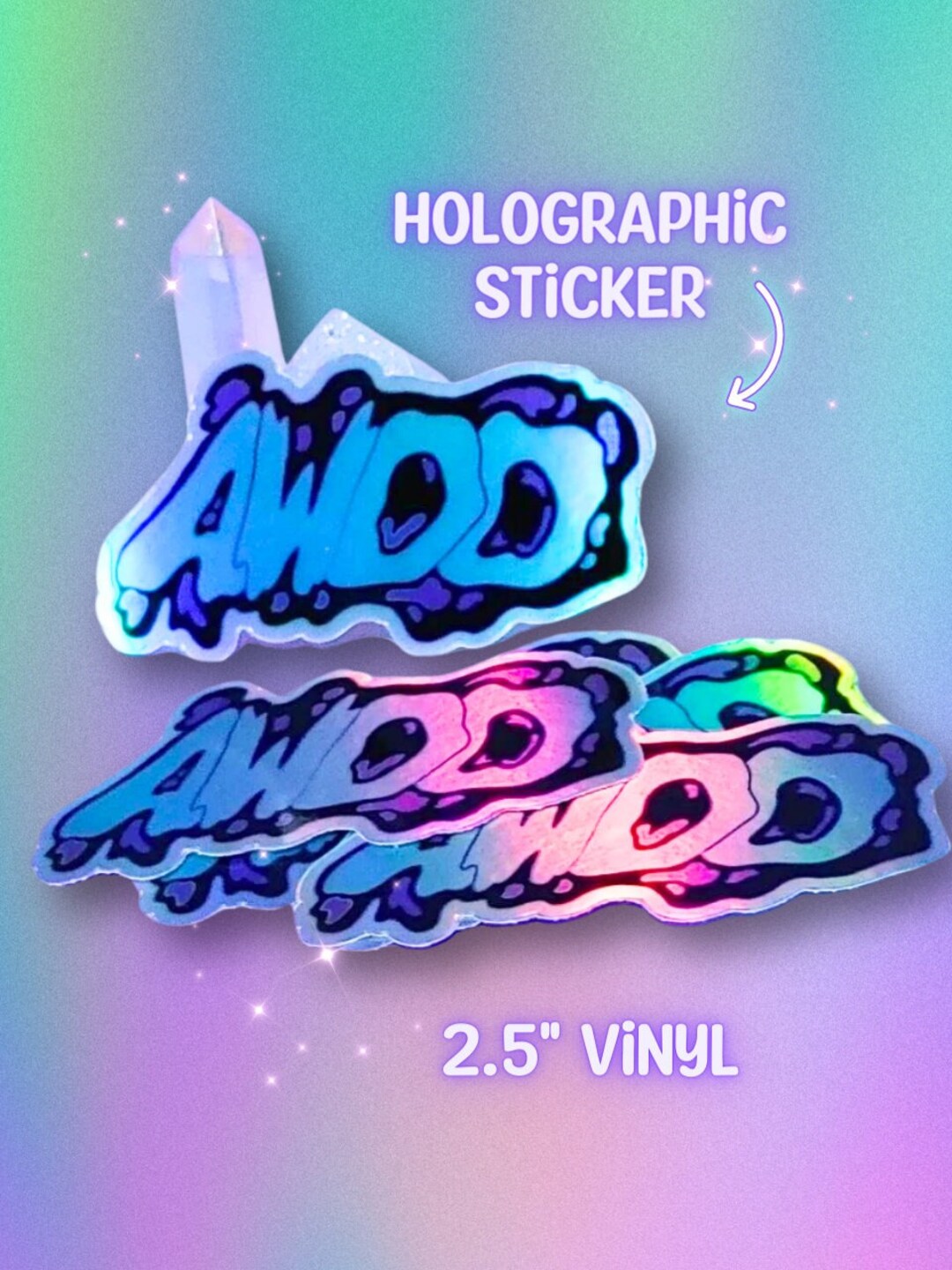 Awoo / Holographic Handmade Vinyl Sticker - Etsy