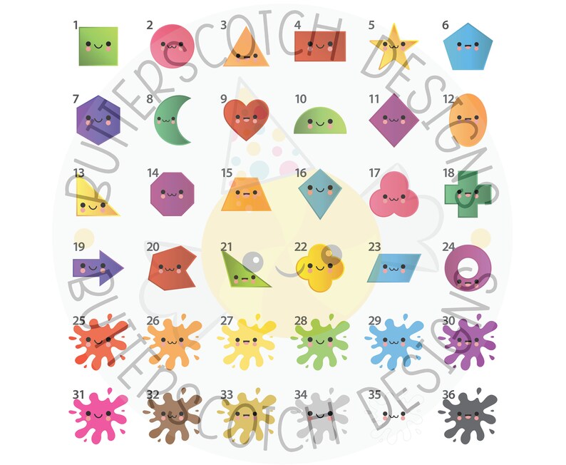 Tarjetas de bingo imprimibles de 30 formas y colores (30 tarjetas ...