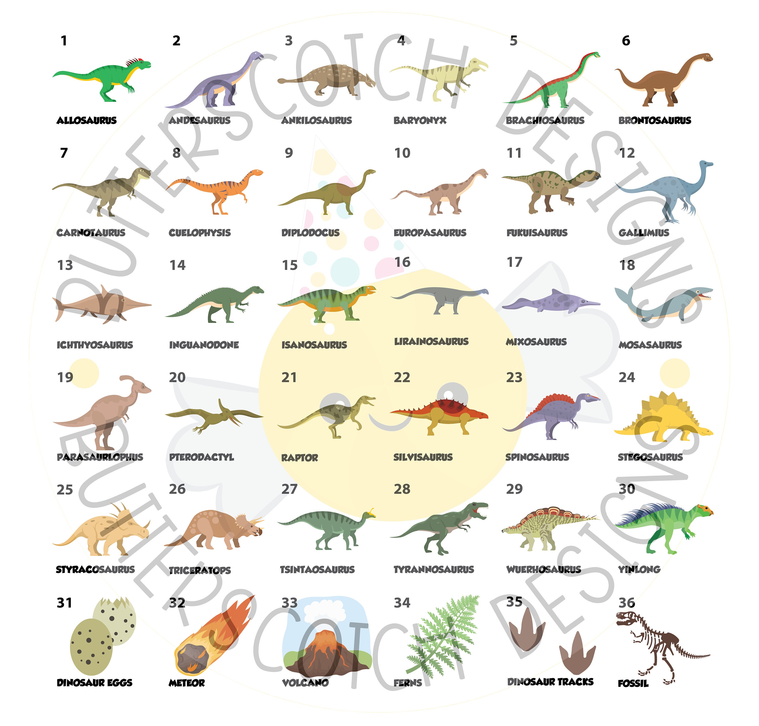 30 Dinosaur Printable Bingo Cards (30 Different Cards) - Instant ...