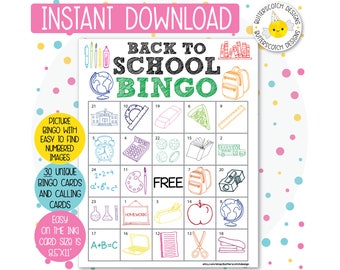 60 Back to School Bingo Cards INSTANT DOWNLOAD - Etsy