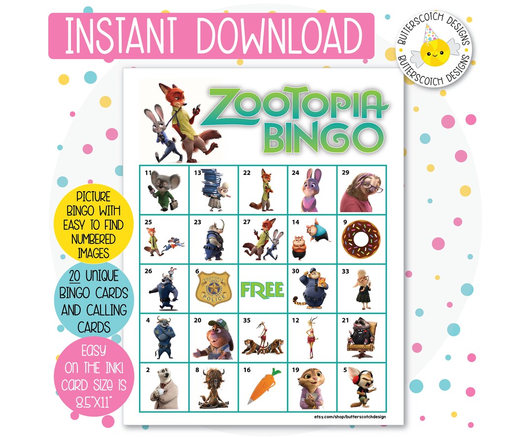 20 Zoo Printable Bingo Cards (20 Different Cards) - Instant Download - Etsy