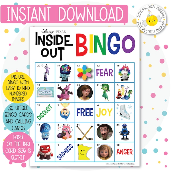 Inside Out Bingo Cards - Etsy