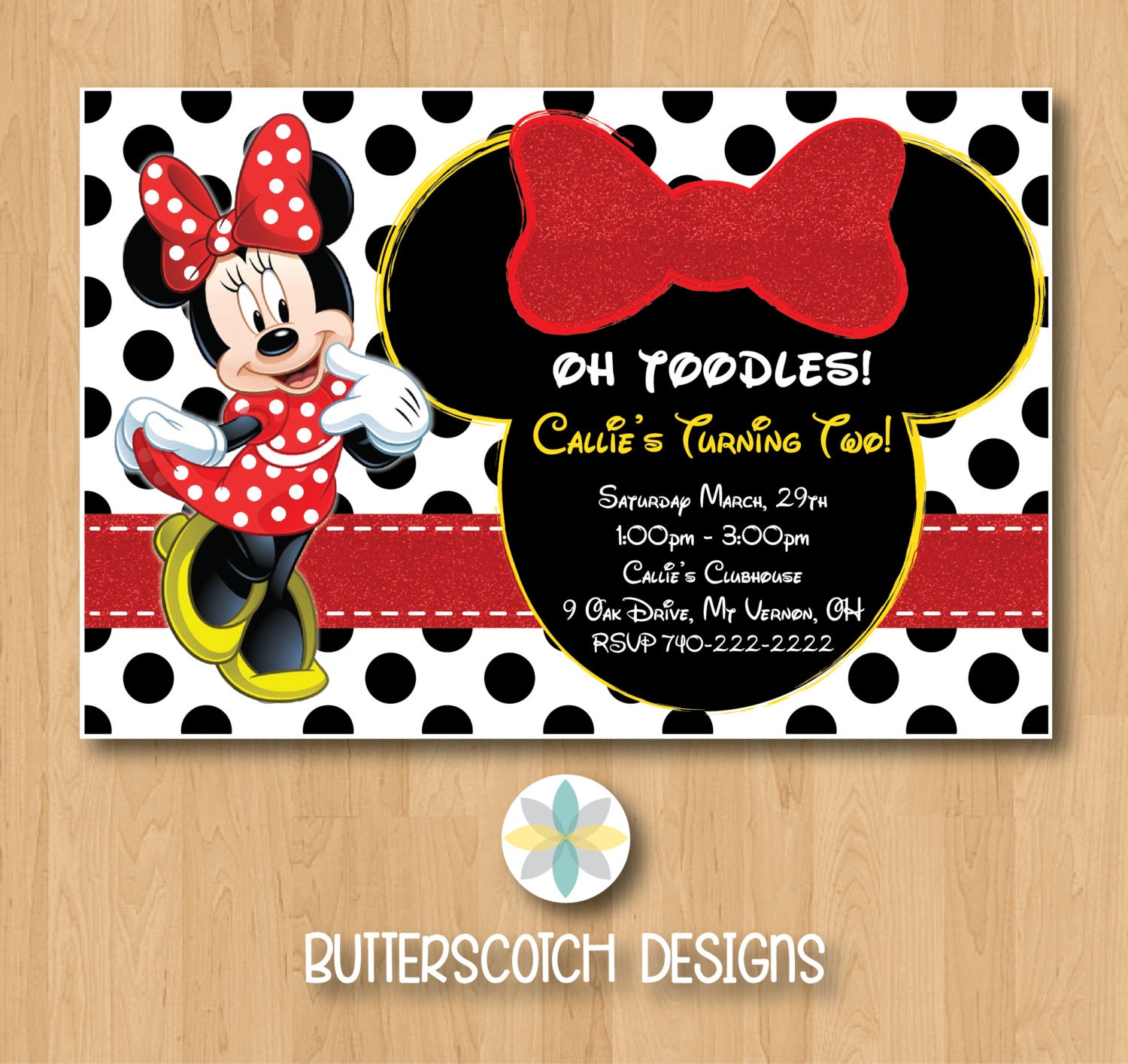 Red Minnie Mouse Birthday Invitation Printable/Digital File | Etsy