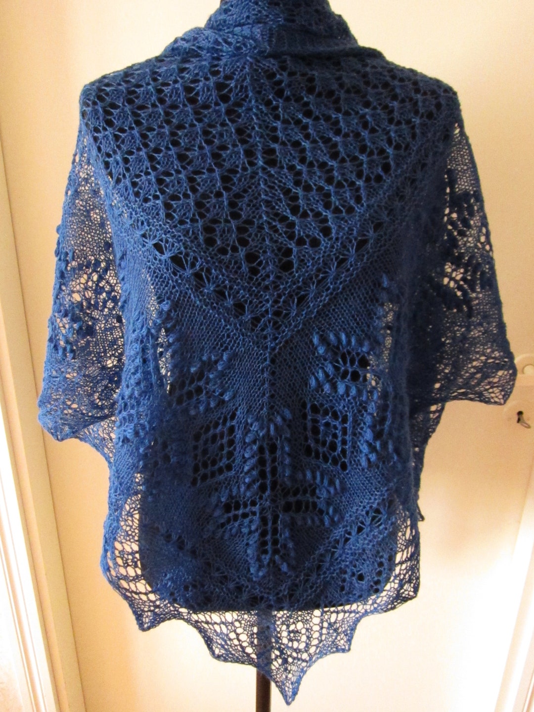 Handknitted Blue Triangle Estonian Lace Shawl With Nupps - Etsy