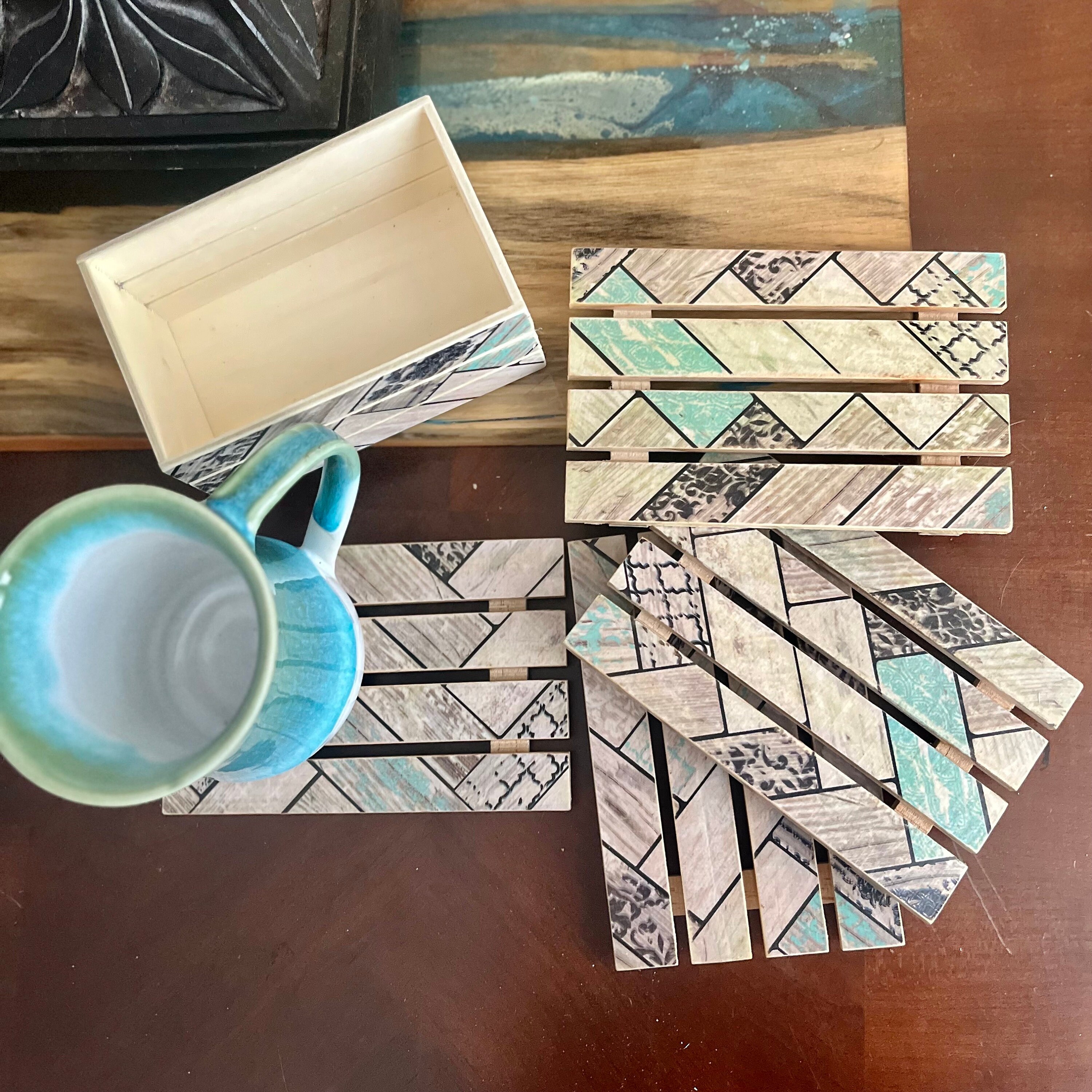 Mini Pallet & Crate Coaster Set Colorful Ship Lap. 4 Coaster Pallets ...