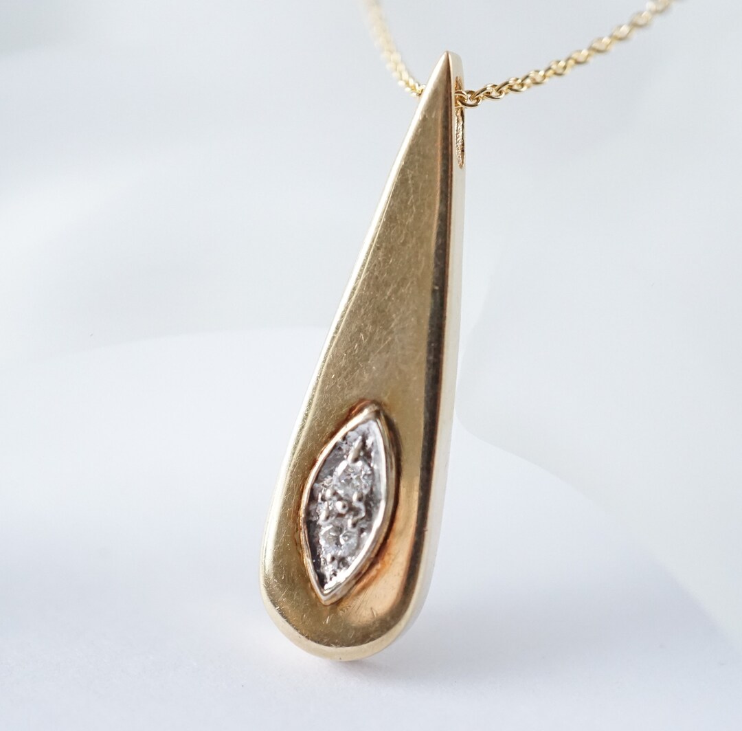 Diamond Pendant Diamond Tear Drop Pendant Necklace Pear - Etsy