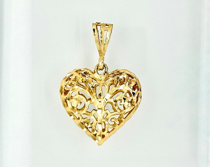 Heart Pendant Gold, Gold Filigree Heart Pendant, Filigree Heart Pendant ...