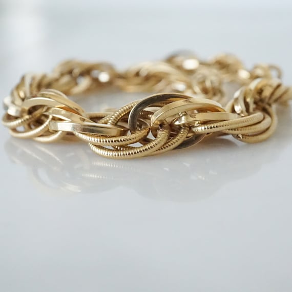 18k Rope Chain Bracelet, Vintage 18k Gold Bracelet Gr… - Gem