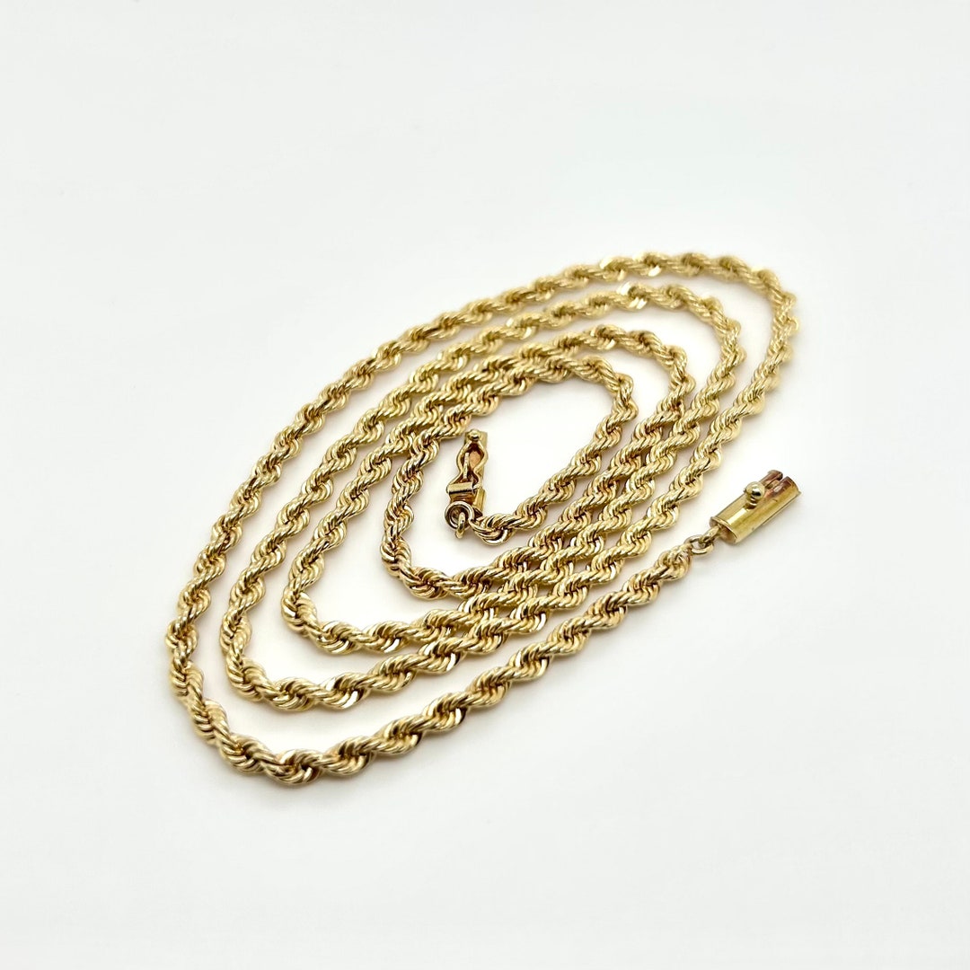 Rope Chain Necklace Gold, 14k Gold Rope Chain, 24 Inch Rope Chain, 3 Mm ...