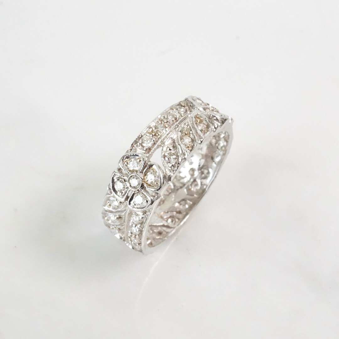 Diamond Flower Eternity Ring Band, Diamond Eternity Ring Size 6.5 White ...