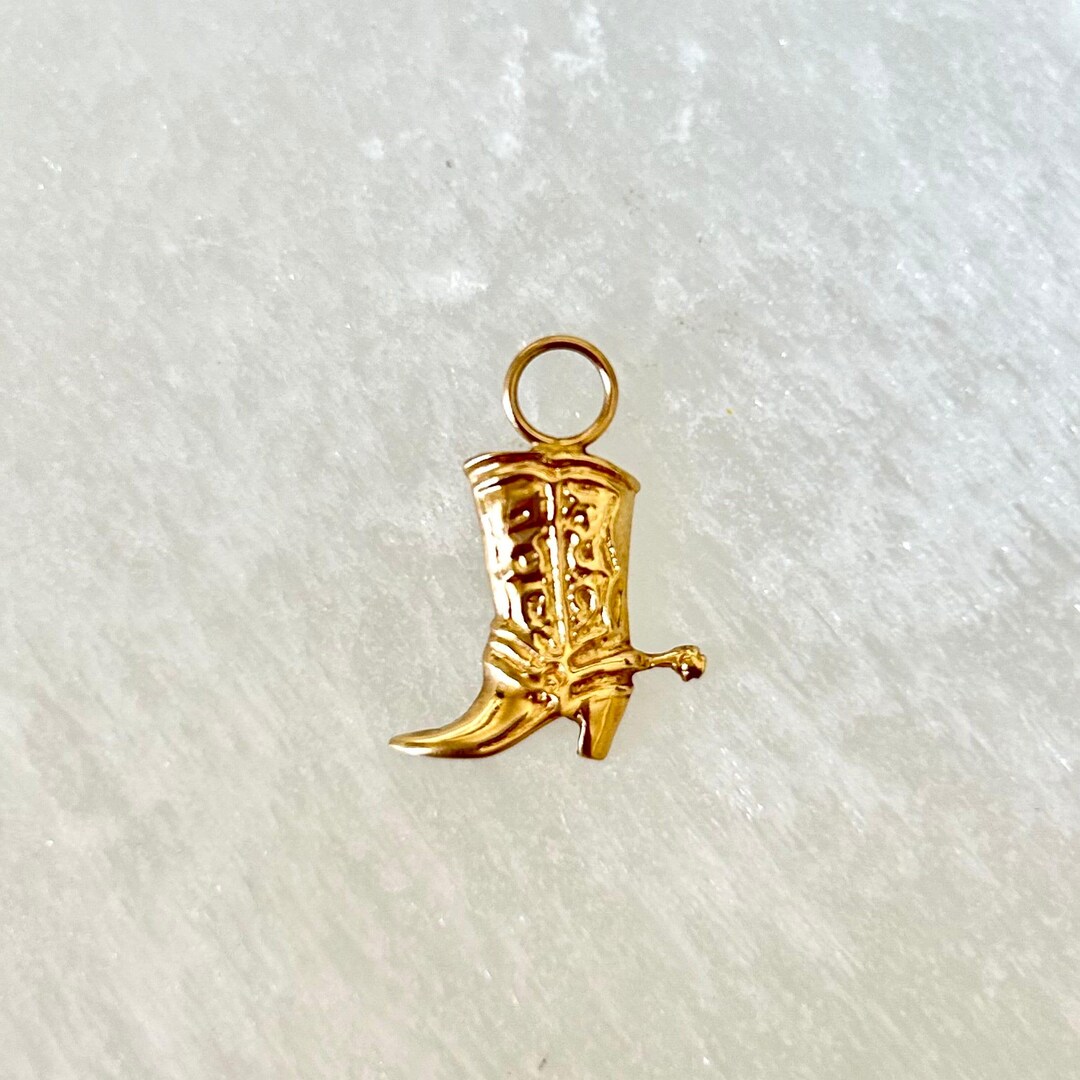 14k Gold Cowboy Boot Charm: Western Pendant - Etsy