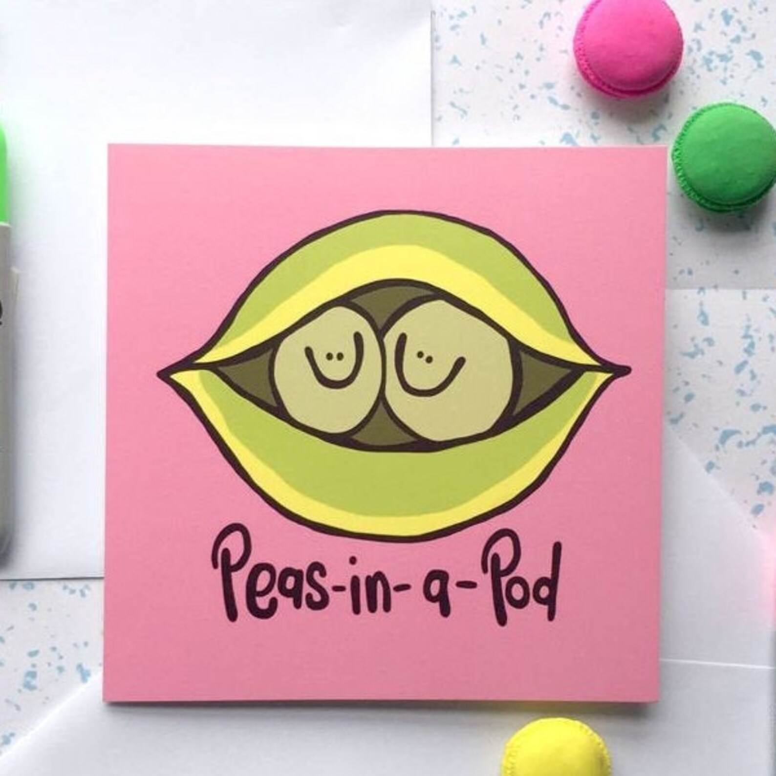 Peas-in-a-pod Cute Greetings Card - Etsy Denmark