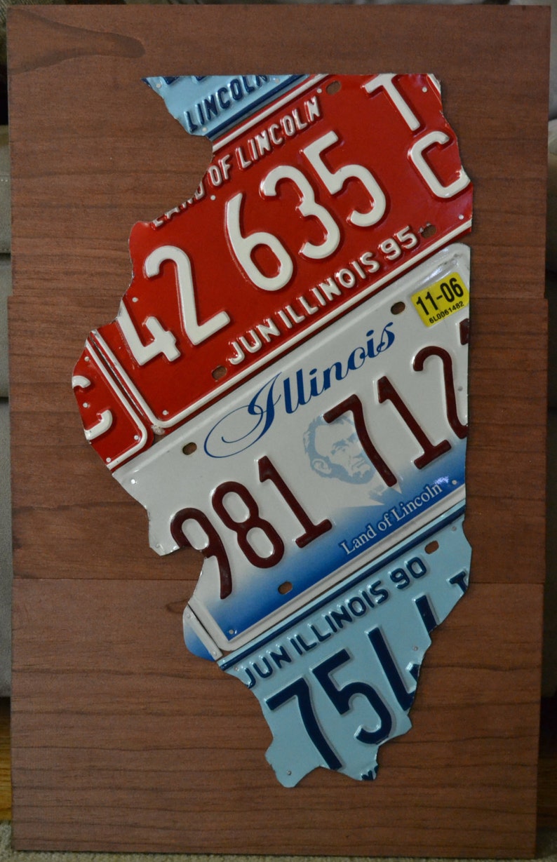 Large Illinois License Plate Map - Etsy
