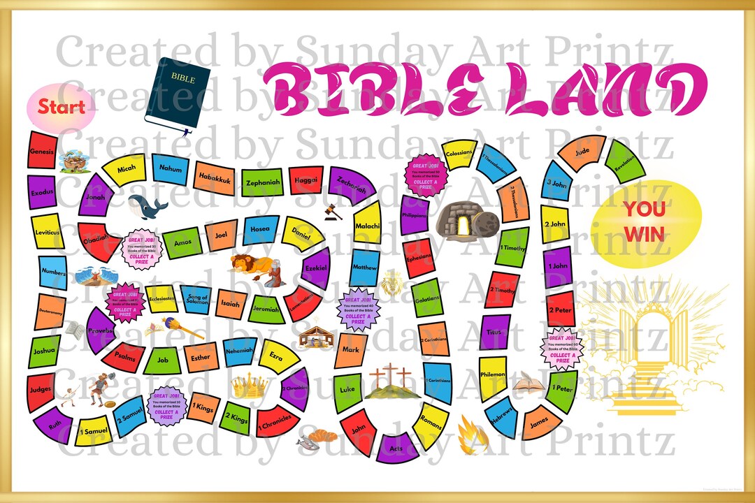 Books of the Bible Board Game candy Land for Sunday School - Etsy