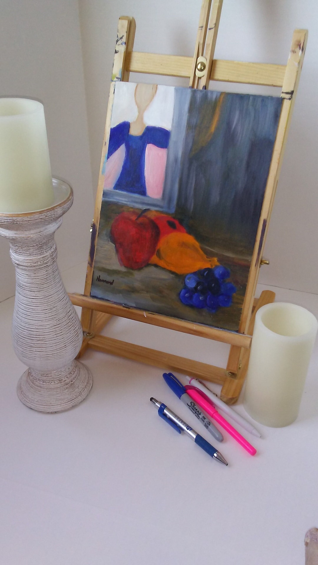 Original Oil Painting: Woman Portrait & Still Life Fruit (12x9 Inches ...