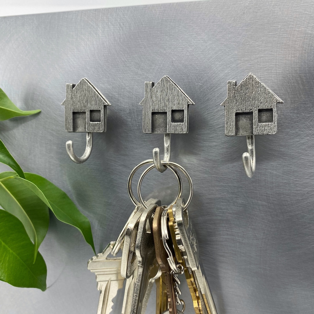Magnetic House Key Holder – Handmade Pewter Wall and Hanging Hook for ...