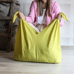 Linen Tote Bag, Natural Linen Shopping Bag, Storage Raw Linen Origami ...