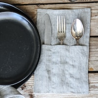 Linen Cutlery Holder for 2 Cutlery. Set of Cutlery Holders. Softened ...