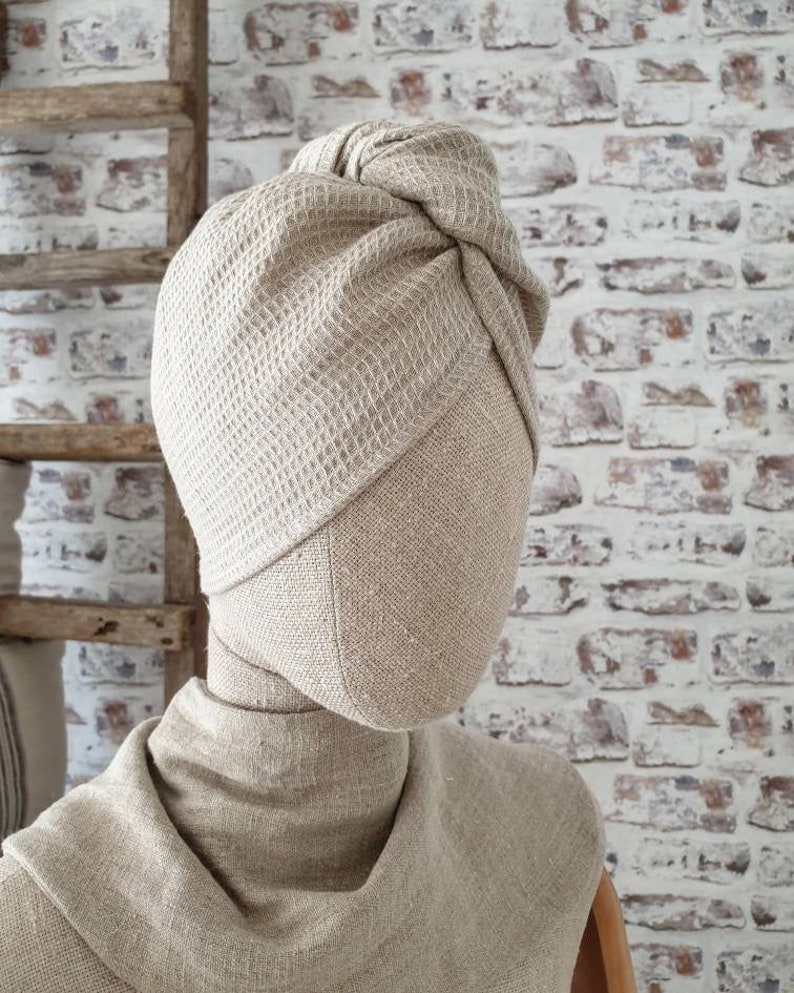 Linen Hair Turban Towel Waffle Softened Linen Hair Towel - Etsy