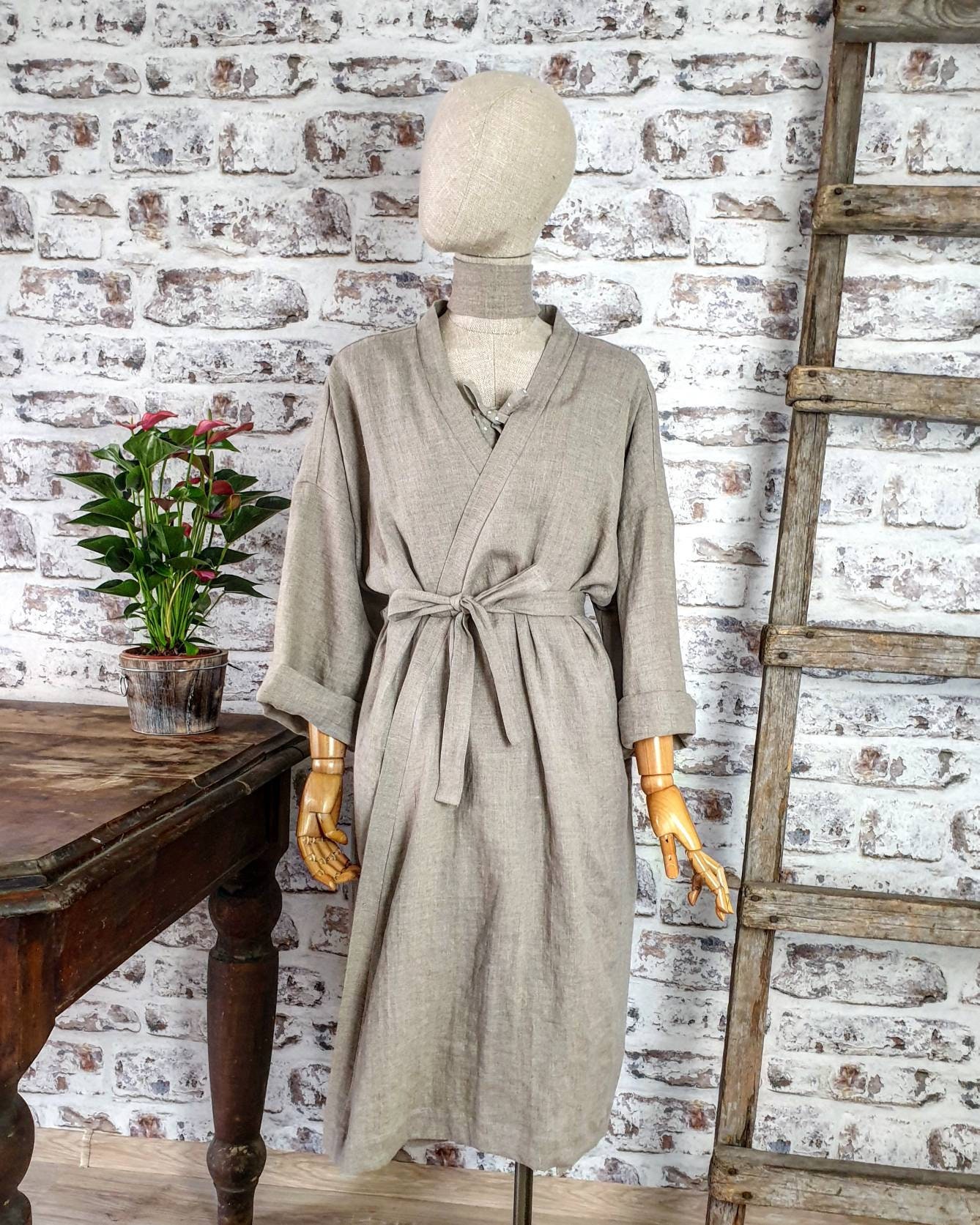 Linen Bath Robe Soft Natural Linen Kimono Robe Stonewashed | Etsy