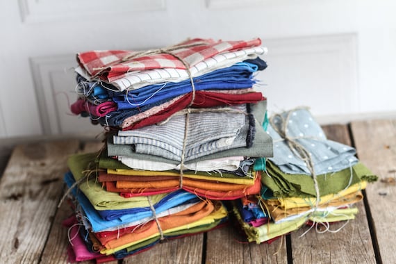 Natural Linen Remnants Linen Scraps Bundle Washed Colored - Etsy
