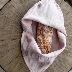 Dusty Pink Linen Bento Bag, Natural Pure Linen Bread Loaf Knot Bag ...