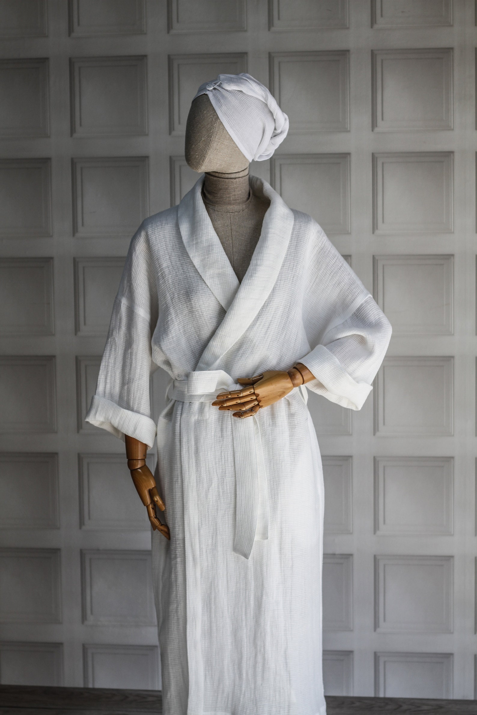 White Waffle Linen Robe Natural Linen Kimono Robe Soft White - Etsy