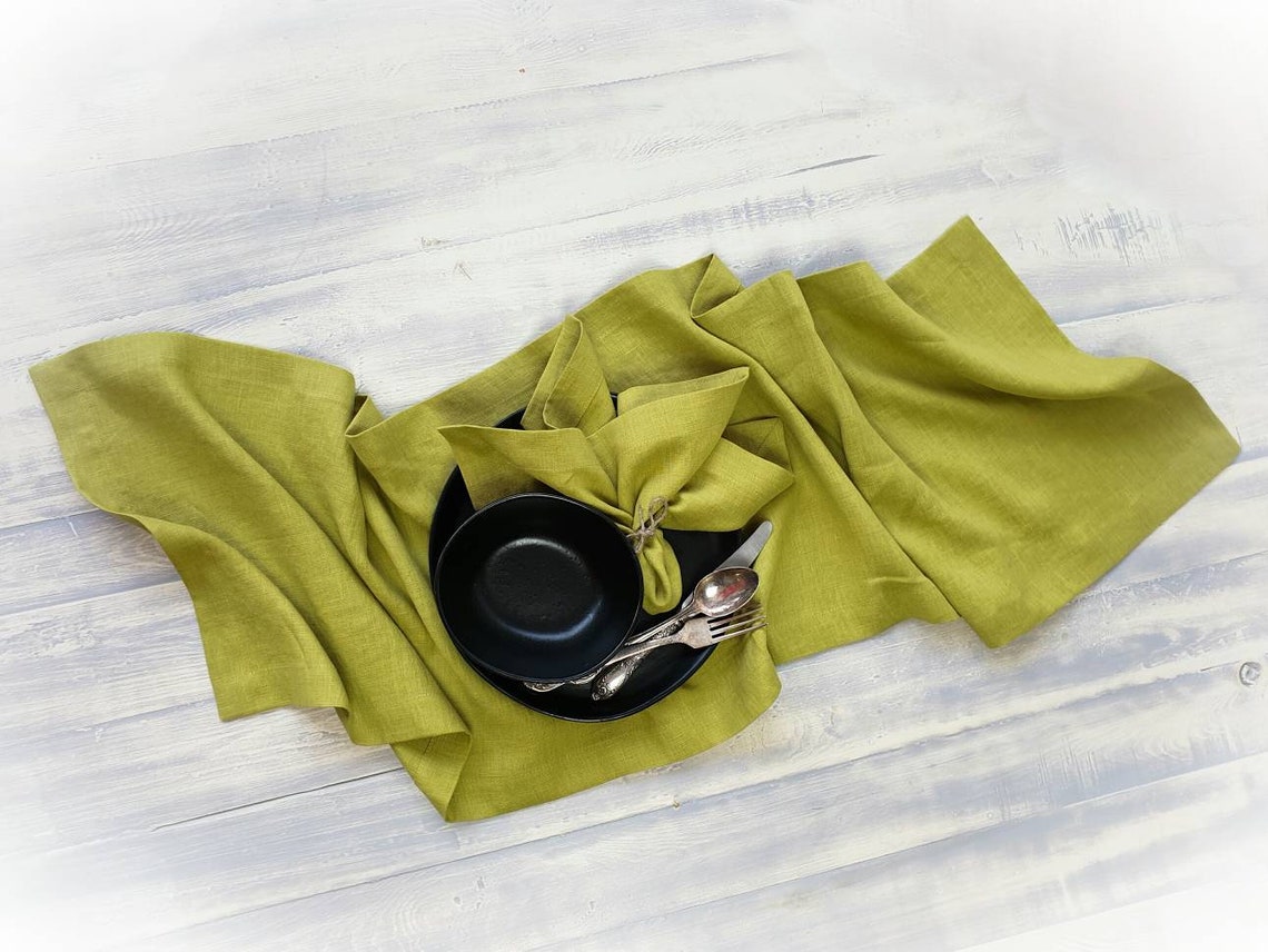 Chartreuse Linen Napkins Set Chartreuse Yellow Green | Etsy