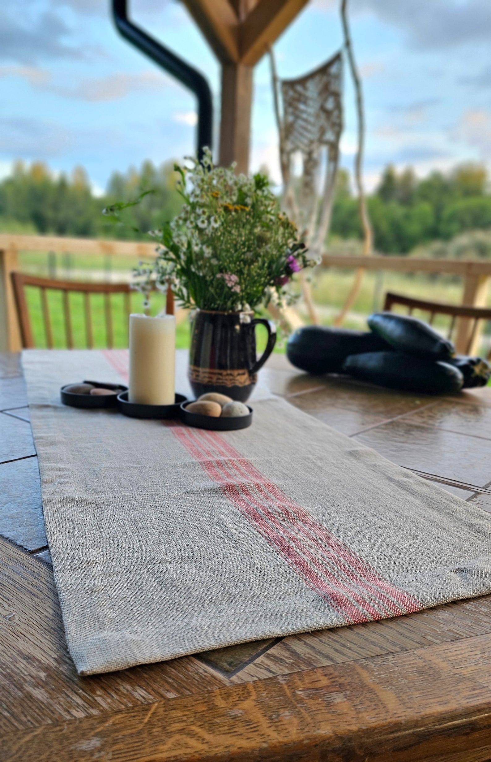 Rustic Linen Table Runner burlap Style, Vintage Stonewashed Farmhouse ...