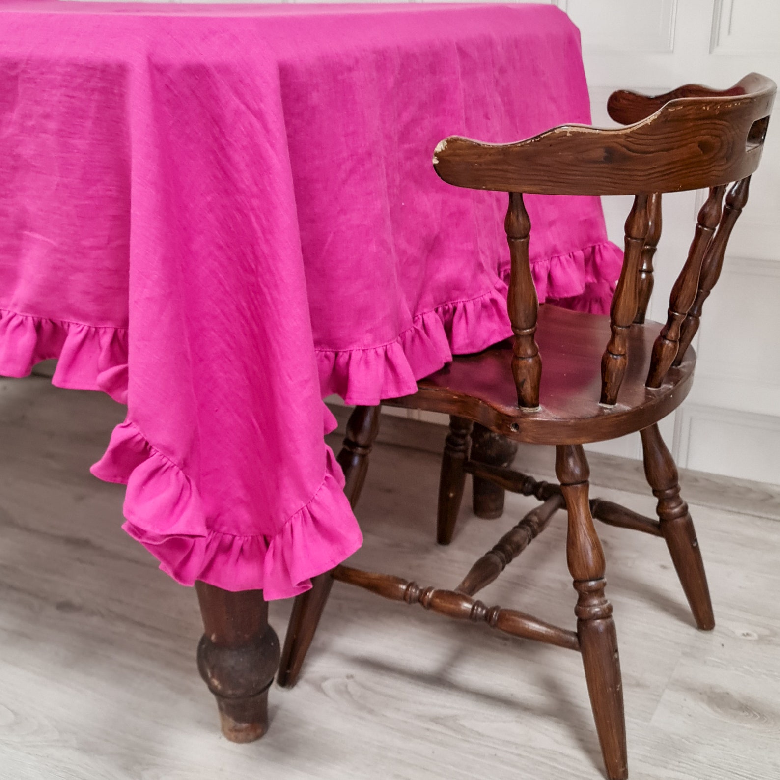 Ruffled Linen Tablecloth Tablecloth With Ruffles Made From | Etsy