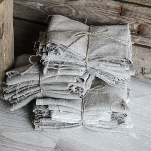Natural Linen Remnants, Rough and Heavy Texture Linen Scraps Bundle ...